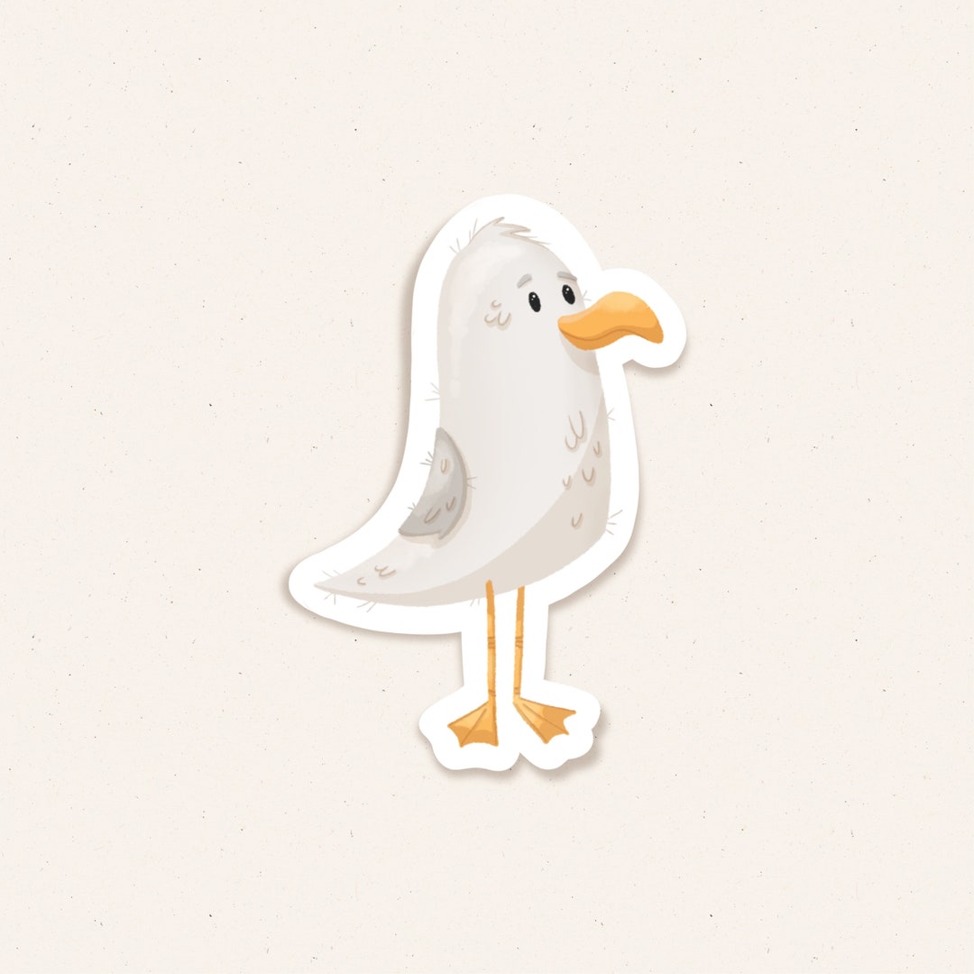 Seagull Die Cut Vinyl Sticker, Fun Animal Illustration, Cosy Stationery ...