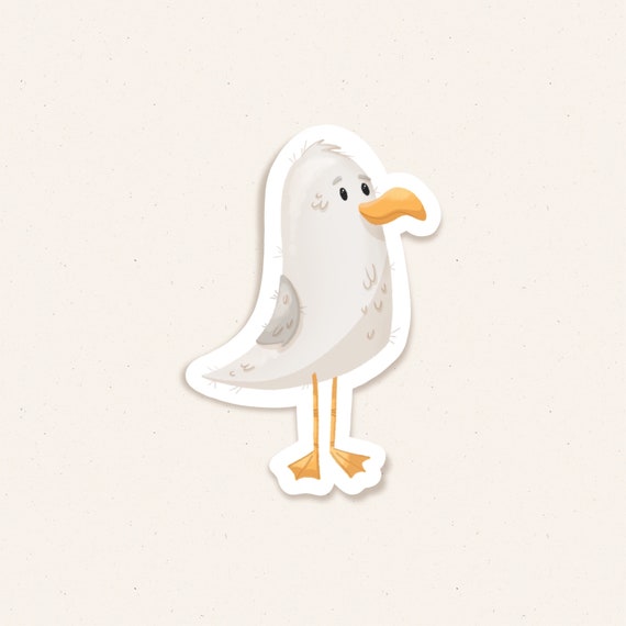 Seagull Die Cut Vinyl Sticker Fun Animal Illustration Cosy - Etsy