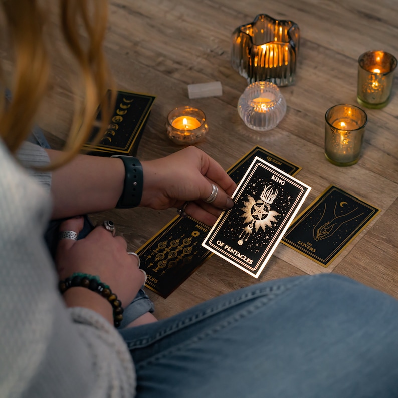 Tarot Card Deck Black and Gold Foil Reading Deck Tarot - Etsy