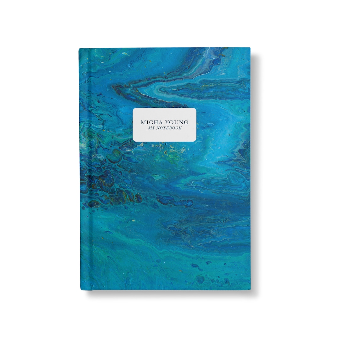 Marble Turquoise Notebook - A5 Hard Cover Notebook - Ruled, Graph or ...