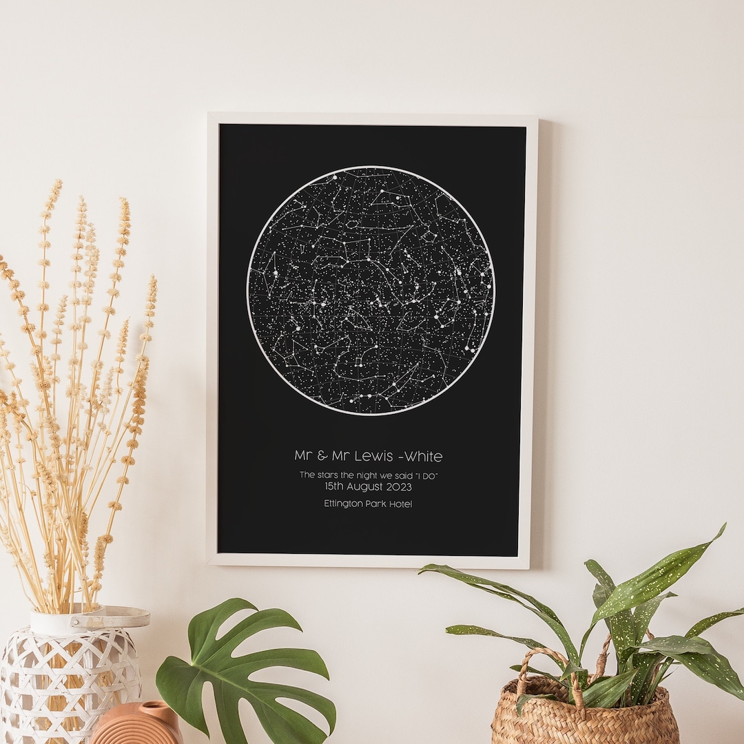 Custom Star Map | Personalised Sky Map, Galaxy Constellations, Wedding ...