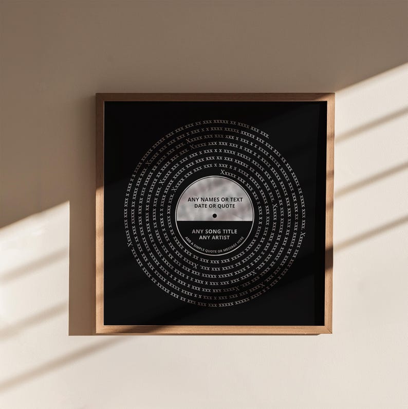 Personalised Metallic Foil Music Print, Custom Text Record Art, First ...
