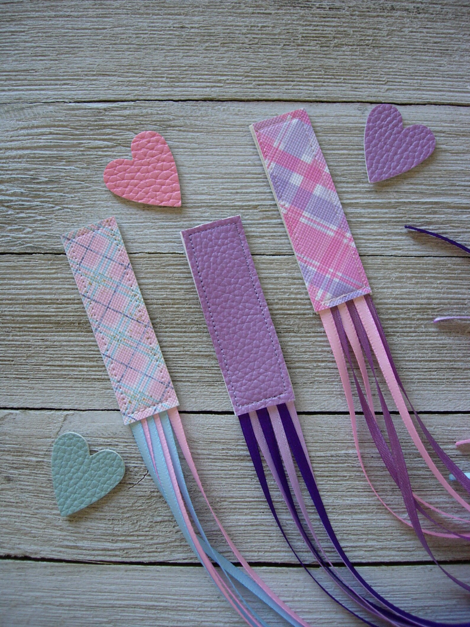 Ribbon Multi Page Bookmark Faux Leather Bookmark Ribbon | Etsy