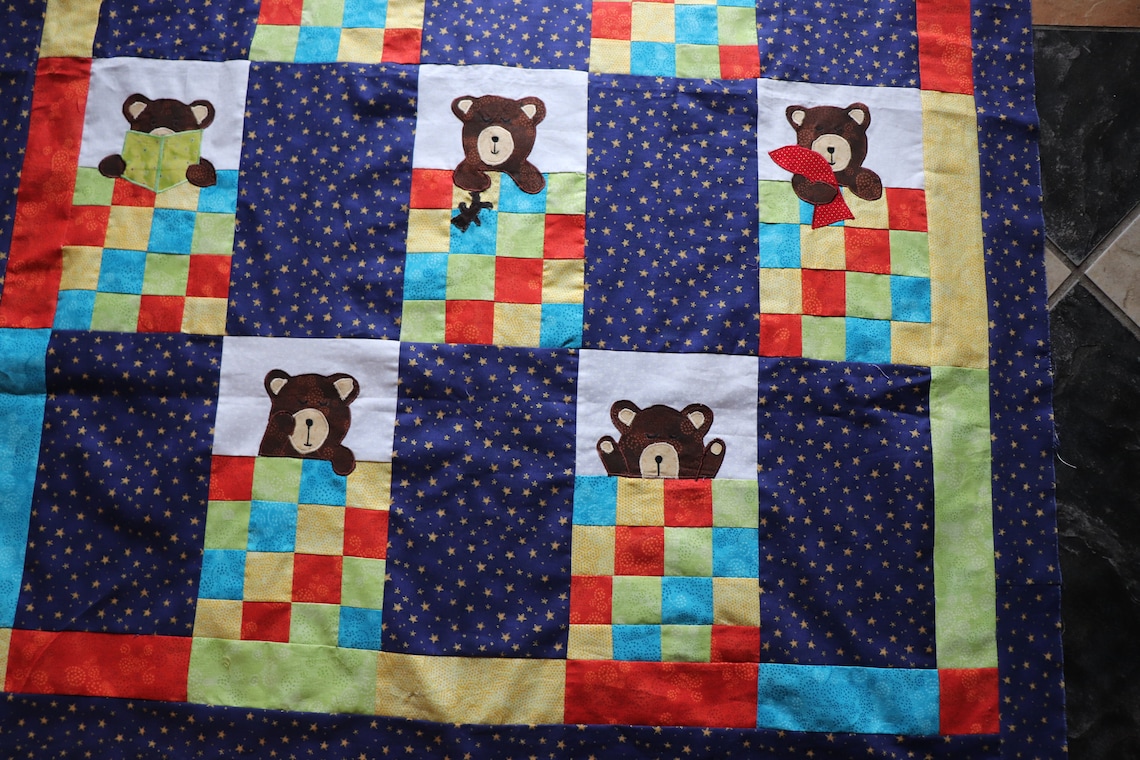 Teddy Bear Applique Quilt Pattern: Scrap Quilt (digital Download) - Etsy