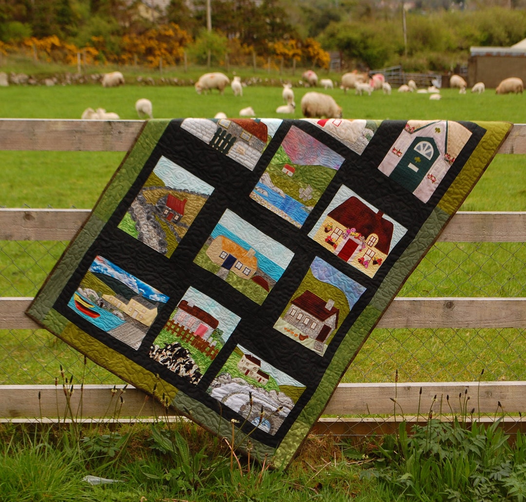 Irish Cottages Pattern Quilting Book to Make a Landscape Quilt or Wall ...