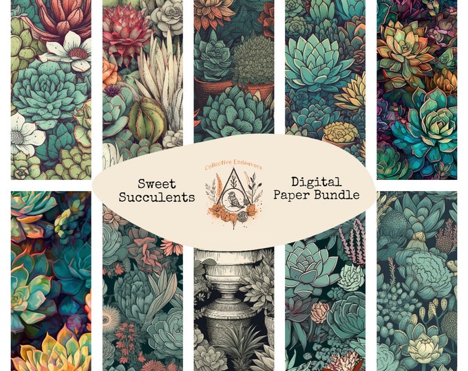 Sweet Succulents Digital Paper Bundle - Etsy