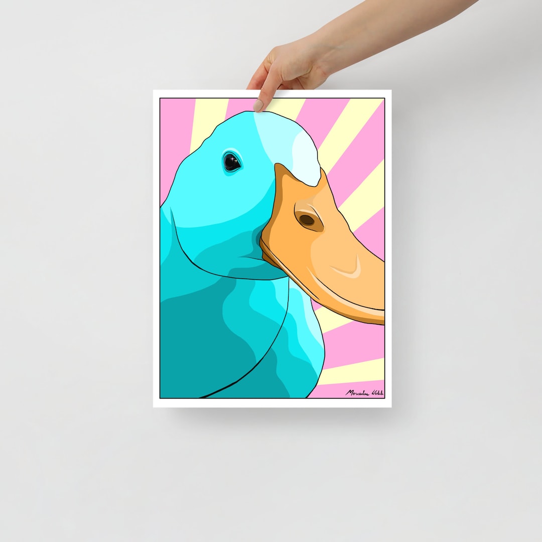 Pastel Duck Poster Water Fowl Home Decor Duck Wall Art Kawaii Pastel ...