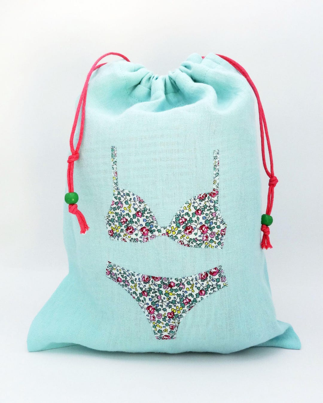 Travel Lingerie Bag, Linen Drawstring Pouch With Liberty Fabric ...