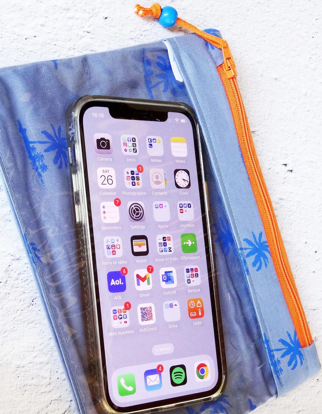 Clear Phone Pouch With Touchscreen Window, Palm Tree Fabric, Travel ...