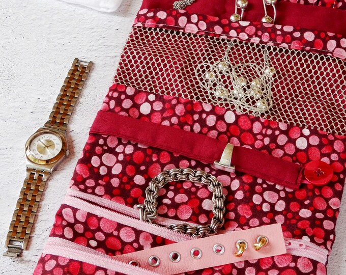 Travel Jewelry Roll, Large Jewelry Organizer, Earrings Holder, Necklace ...