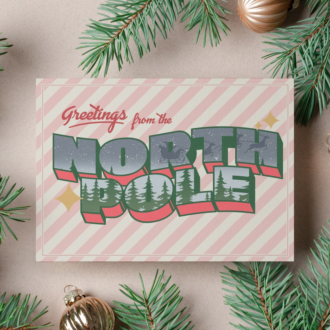 GREETINGS From the NORTH POLE A6 Postcard Letter From Santa North Pole ...