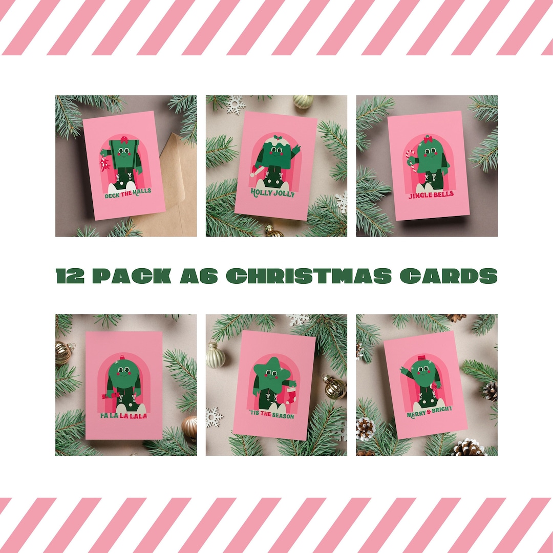 12 PACK CHRISTMAS A6 Greetings Cards Cute Retro Vintage - Etsy