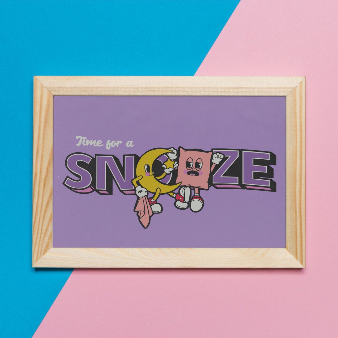 TIME for a SNOOZE | A4 Print | Cute Retro Kitsch Vintage Cartoon ...