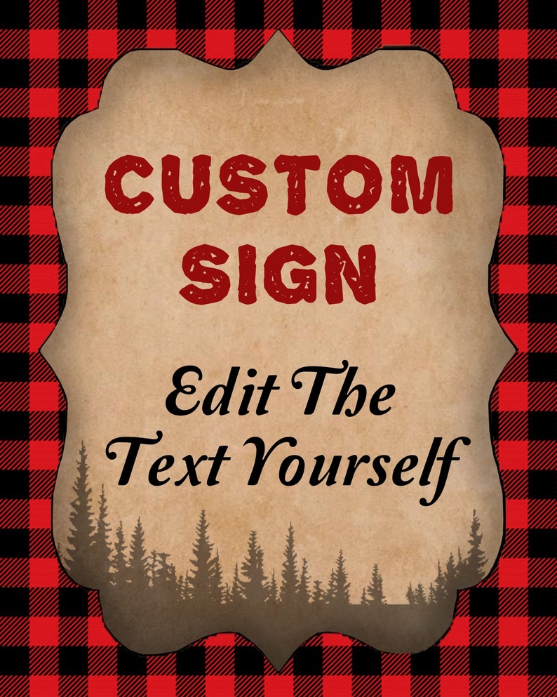 Custom Sign Template, Lumberjack Plaid Sign, Red Buffalo Plaid ...
