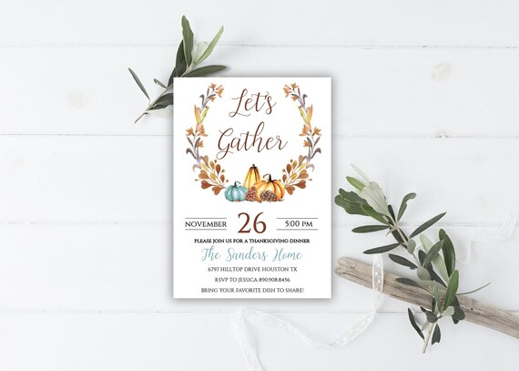EDITABLE Thanksgiving Invitation Fall Thanksgiving Invite - Etsy