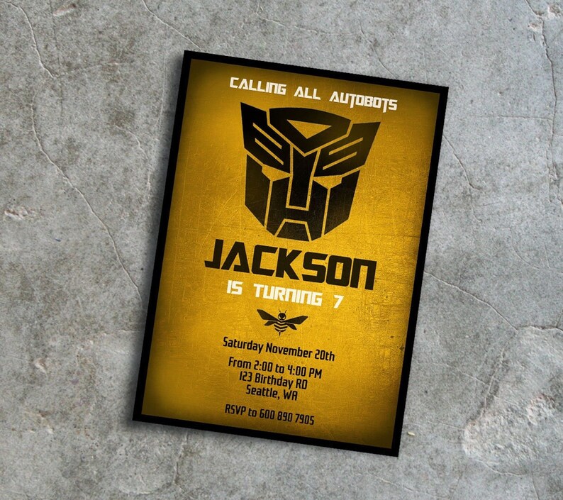 EDITABLE, Bumblebee Transformers Party Invitation, Kids Birthday Invite ...