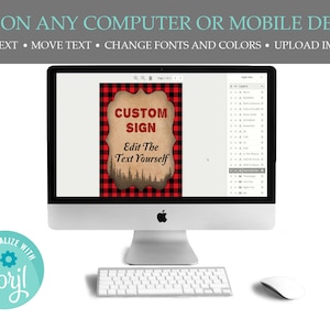 Custom Sign Template, Lumberjack Plaid Sign, Red Buffalo Plaid ...