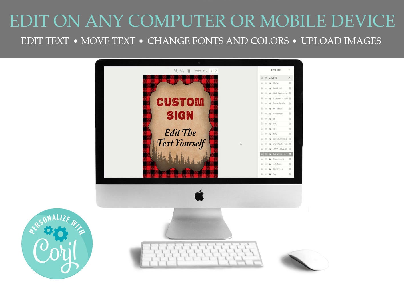 Custom Sign Template, Lumberjack Plaid Sign, Red Buffalo Plaid ...