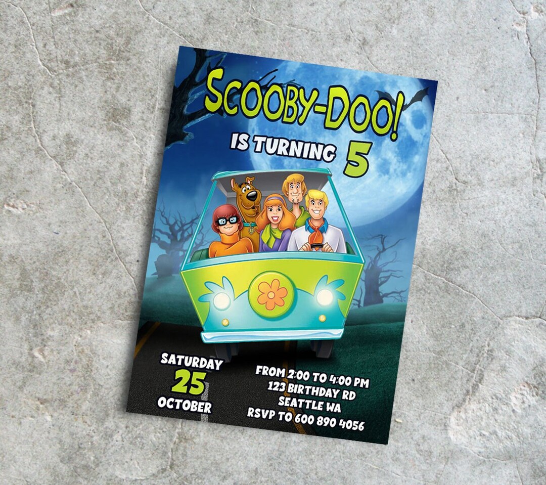 Scooby Doo Birthday Invitation, Kids Party Invite, Mystery Machine ...