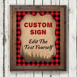 Custom Sign Template, Lumberjack Plaid Sign, Red Buffalo Plaid ...