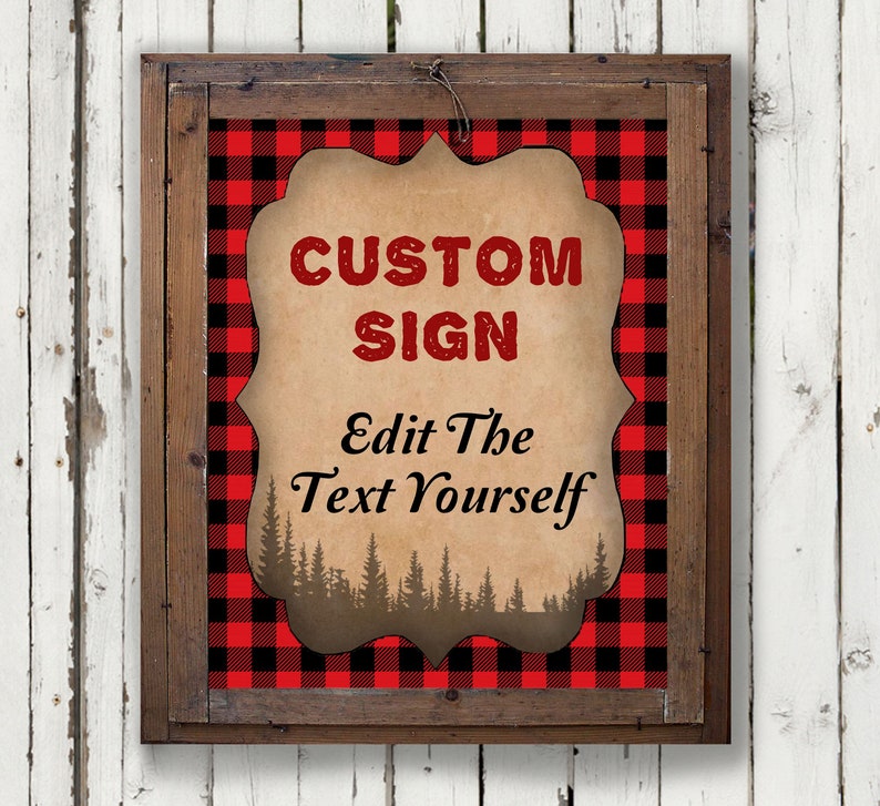 Custom Sign Template, Lumberjack Plaid Sign, Red Buffalo Plaid ...
