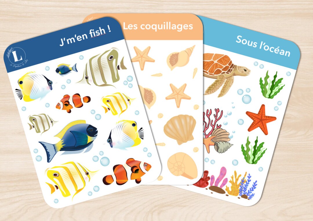 3 Sticker Sheets Fish and Shellfish Collection - Etsy