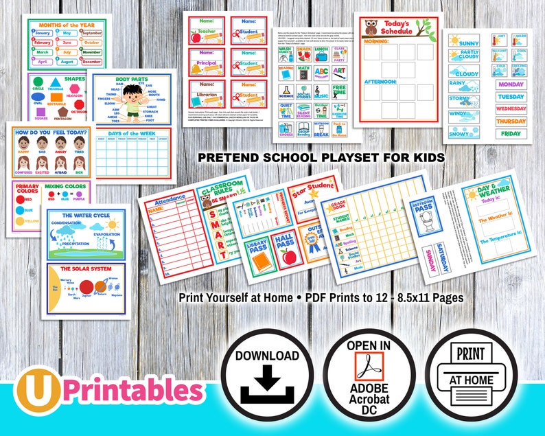 Pretend Play School/Teacher Set Printables Instant Download | Etsy