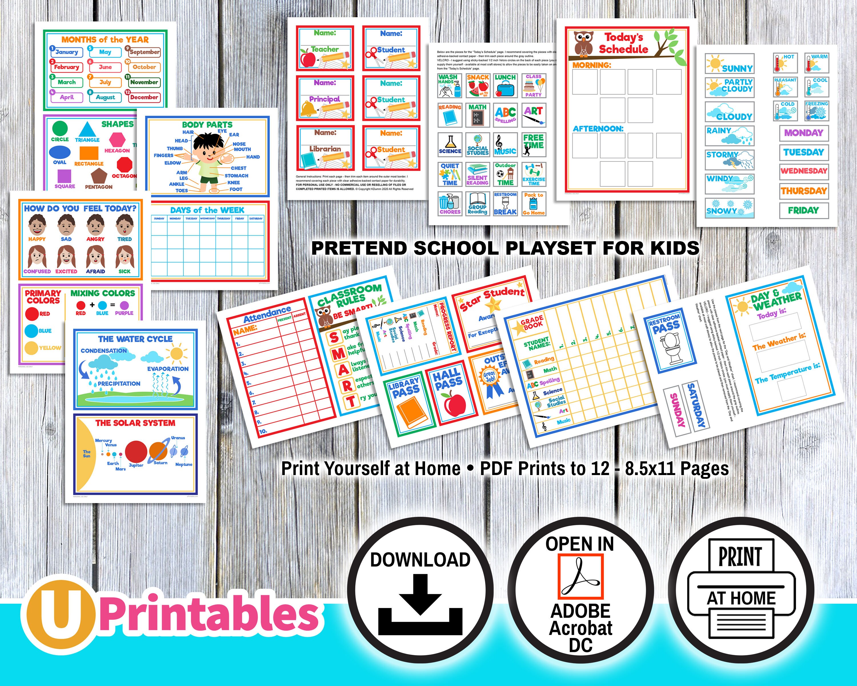 Pretend Play School Teacher Set Printables Instant Download Etsy