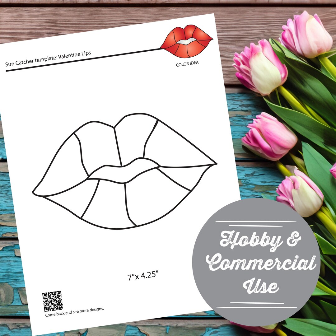 Valentine Lips Stained Glass Pattern – Digital Download | Easy DIY ...