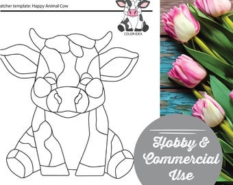 Cow Stained Glass Pattern, Digital Download, Stained Glass Patterns Cow ...
