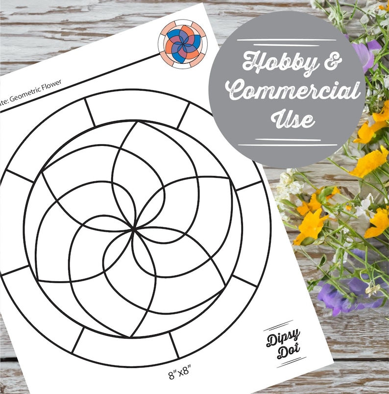DIGITAL DOWNLOAD | DIY Stained Glass Pattern – Geometric Circle Design ...