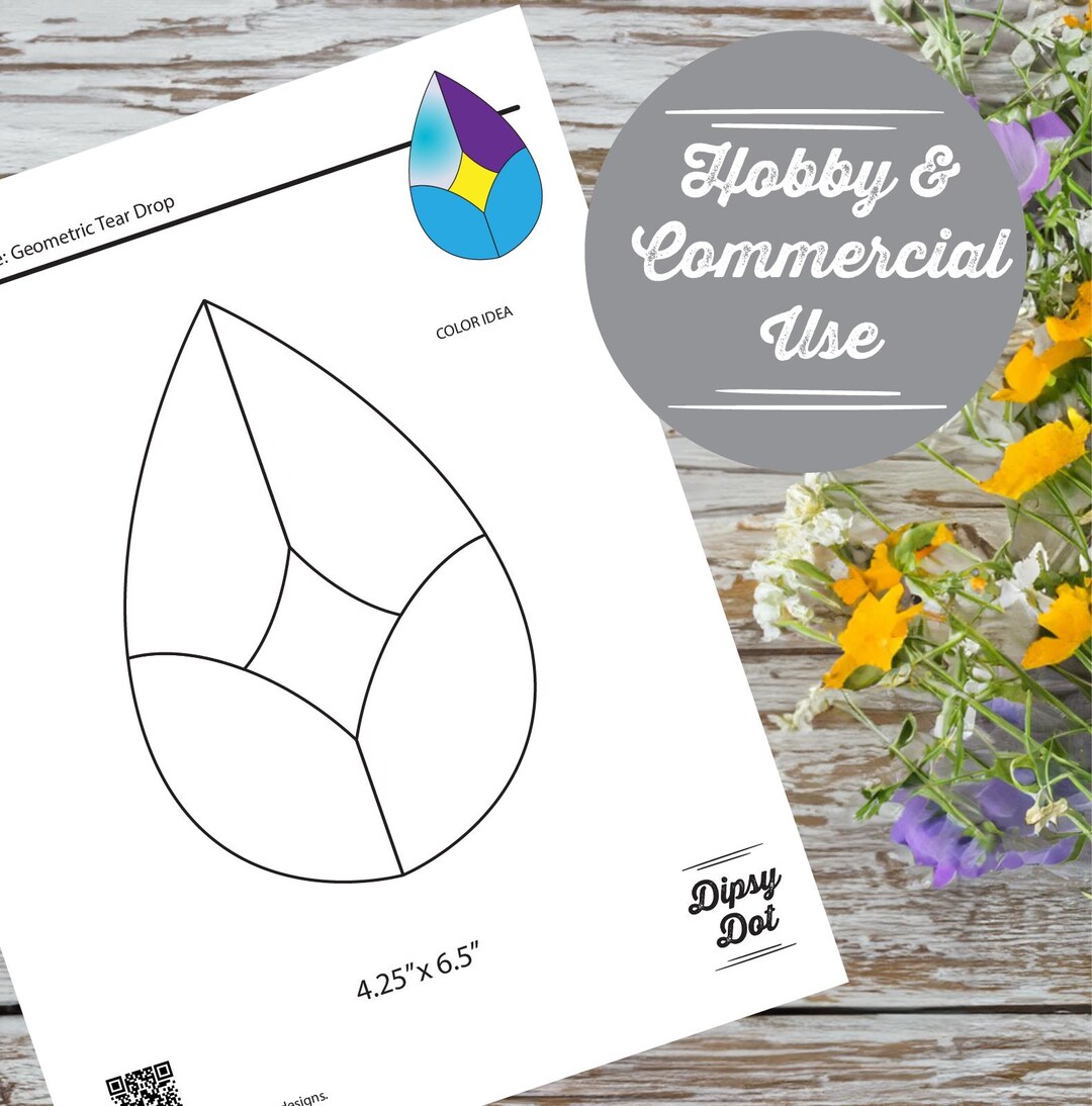 DIGITAL DOWNLOAD | DIY Stained Glass Pattern Geometric Tear Drop - Etsy