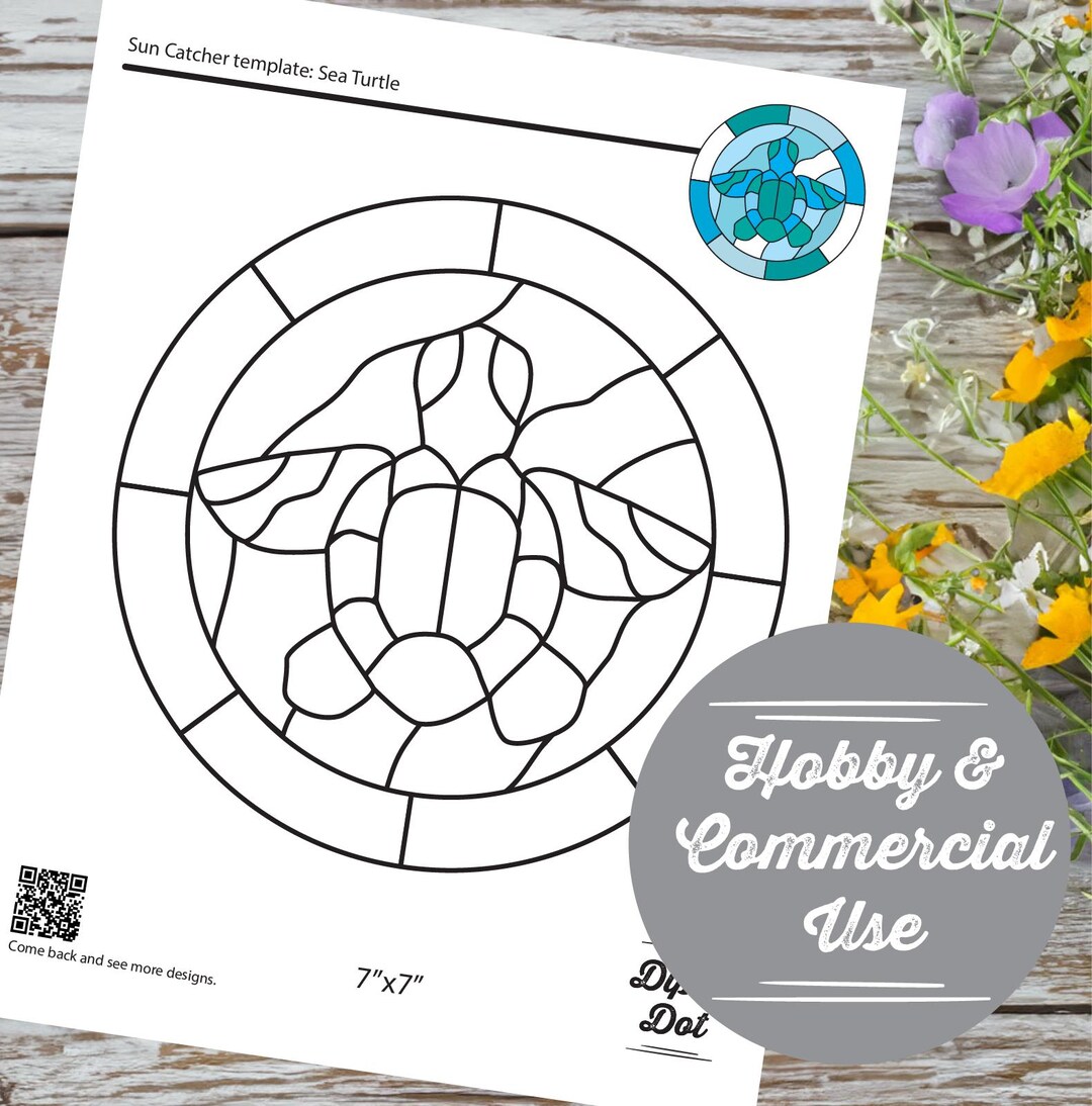 DIGITAL DOWNLOAD | DIY Stained Glass Pattern – Sea Turtle Pattern - Etsy