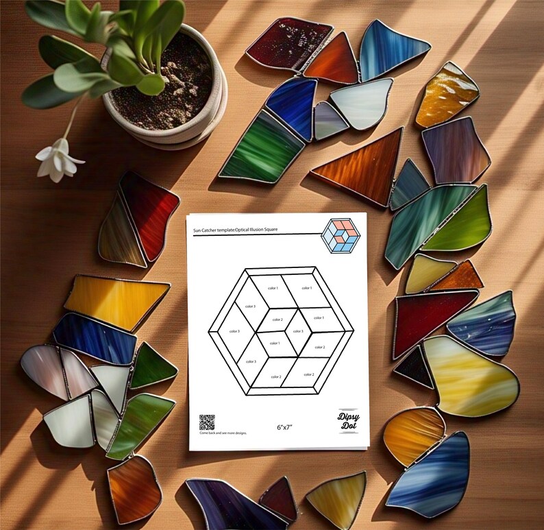 DIGITAL DOWNLOAD | DIY Stained Glass Pattern for Optical Cube - Etsy