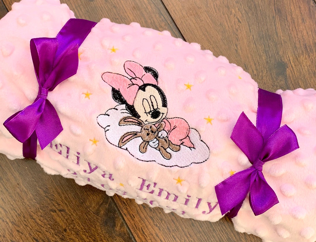Minnie Baby Blanket Personalised, Sleeping Baby Minnie Blanket ...