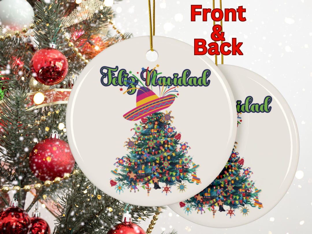 Latin Christmas Tree Decor Ornament, Feliz Navidad Spanish Quote ...