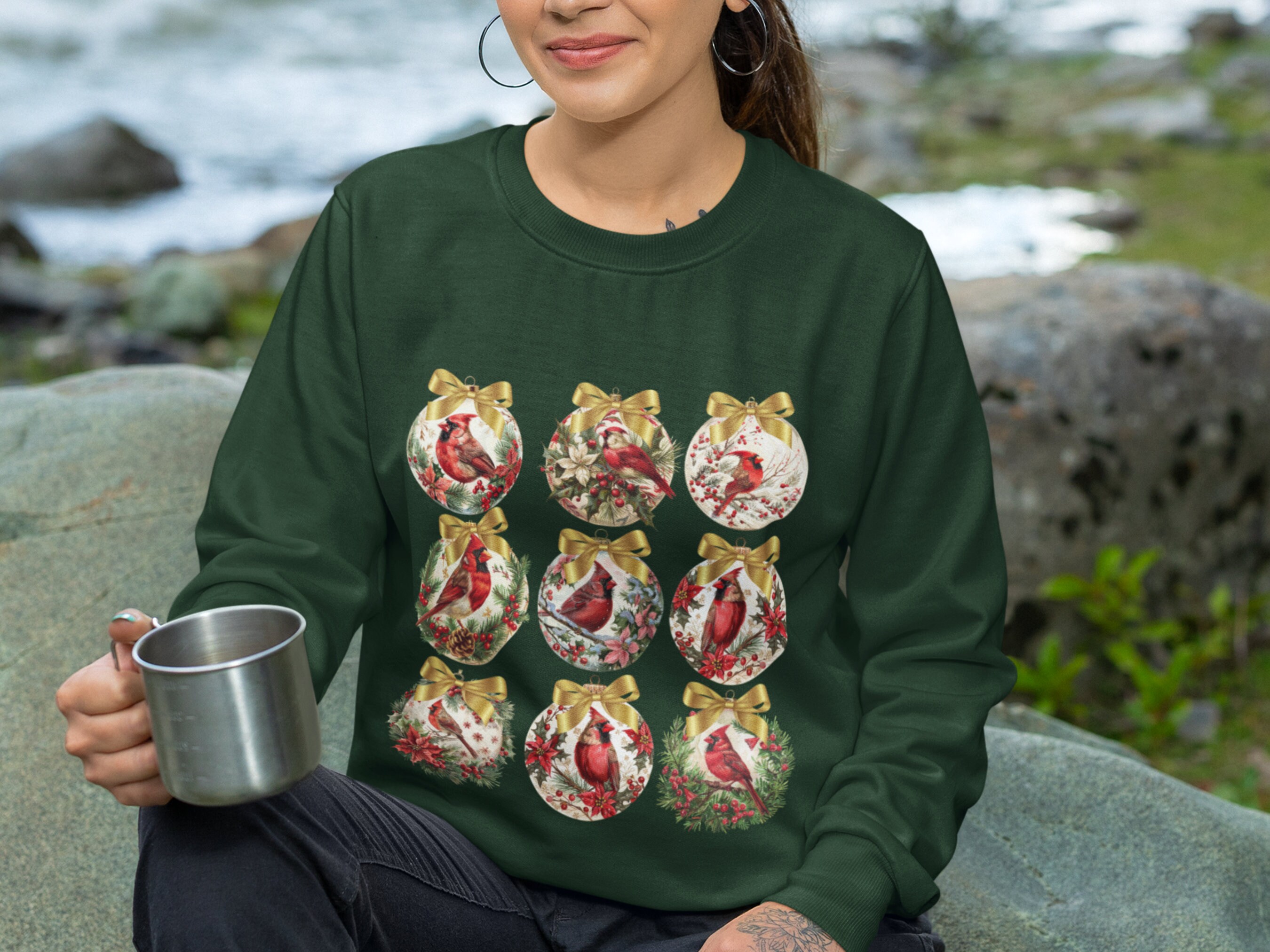 Cardinal Sweatshirt Red Cardinal Bird Gift Christmas Sweatshirt Fall ...