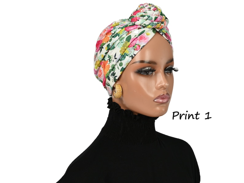 PRE-TIED ELEGANT Topknot Twisted Turban /slide on Turban Cap/ Pre-tied ...
