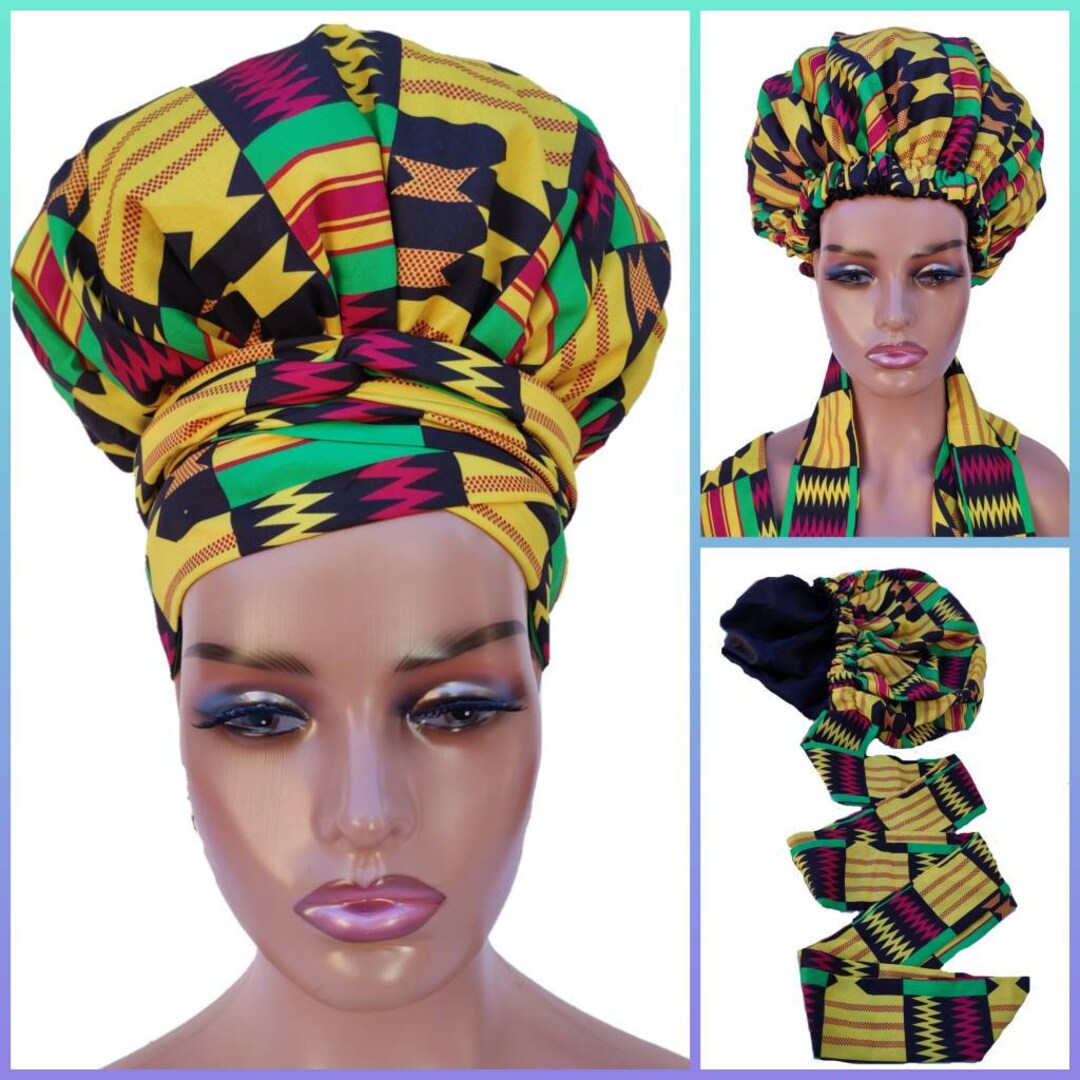 2 Way SATIN LINED BONNET With Wrap 2 Way Headwrap African - Etsy