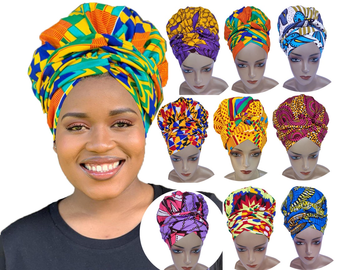 SATIN LINED BONNET Head Wrap Ankara African Print Wrap Natural Curly ...