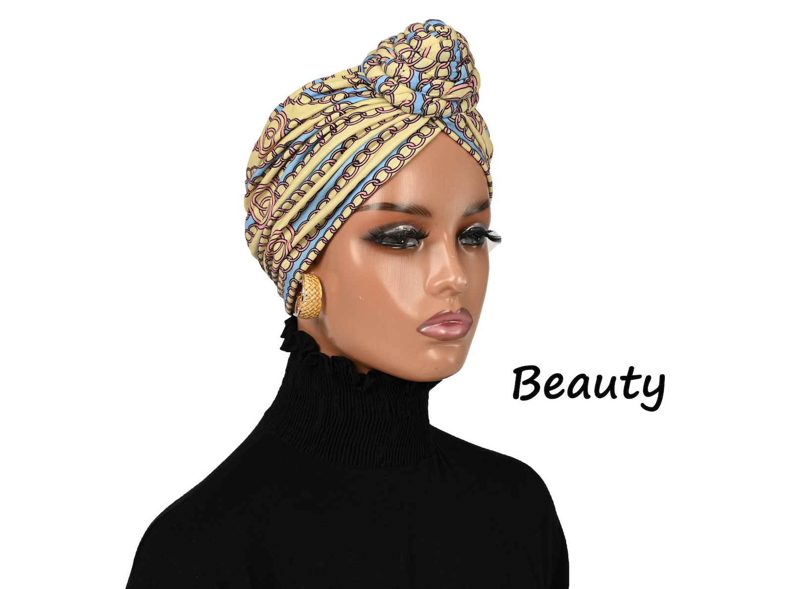 PRE-TIED ELEGANT Topknot Twisted Turban /slide on Turban Cap/ Pre-tied ...