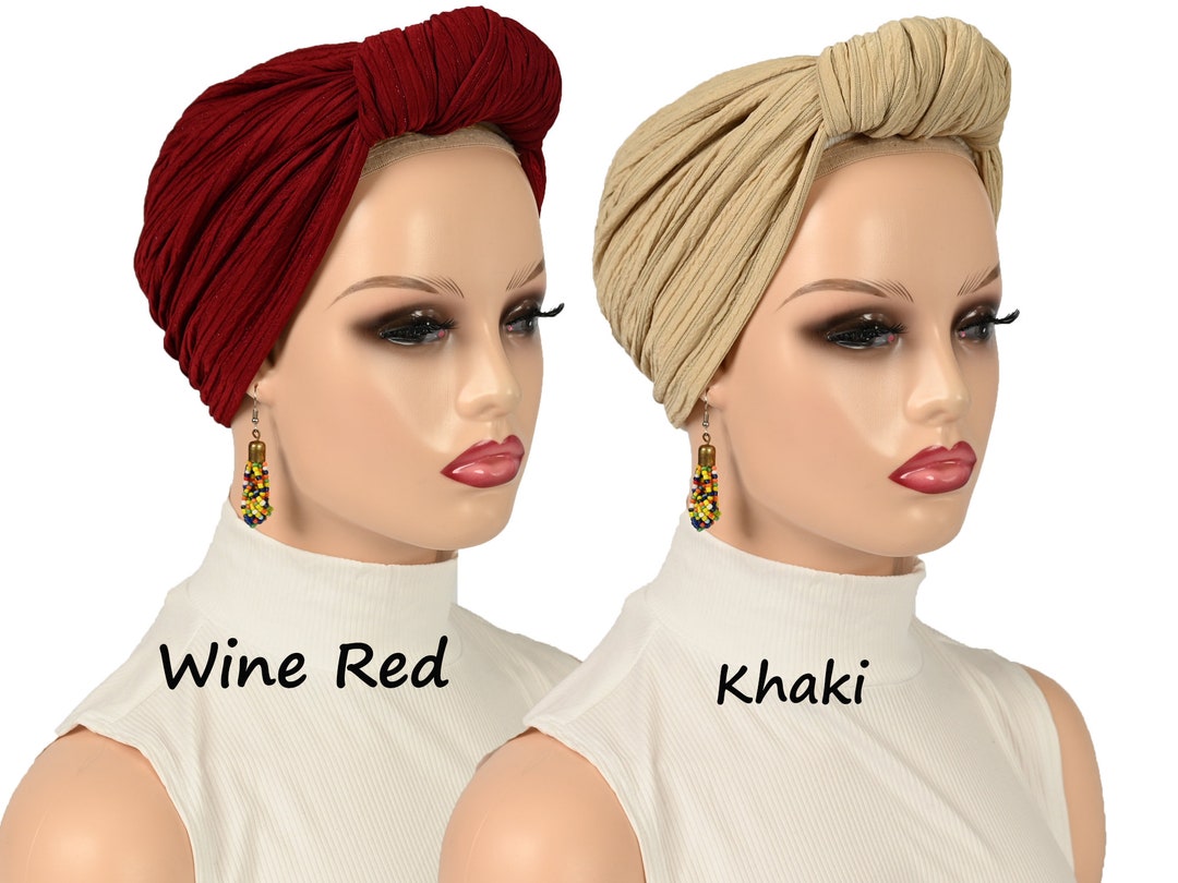 BIG KNOT Pre-tied Turban | Cute Chemo Alopecia Hairloss Cap | Elegant ...