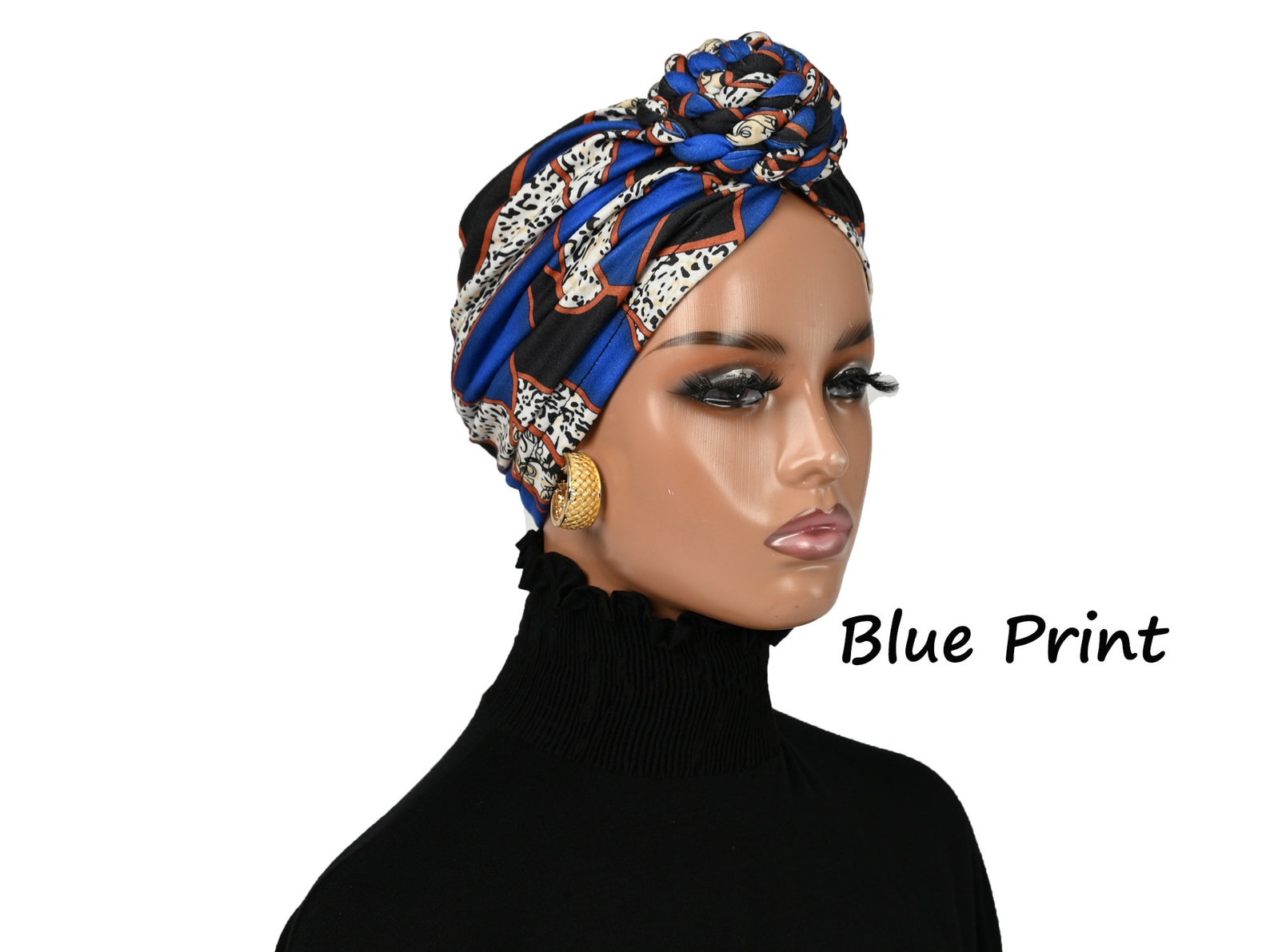 PRE-TIED ELEGANT Topknot Twisted Turban /slide on Turban Cap/ Pre-tied ...
