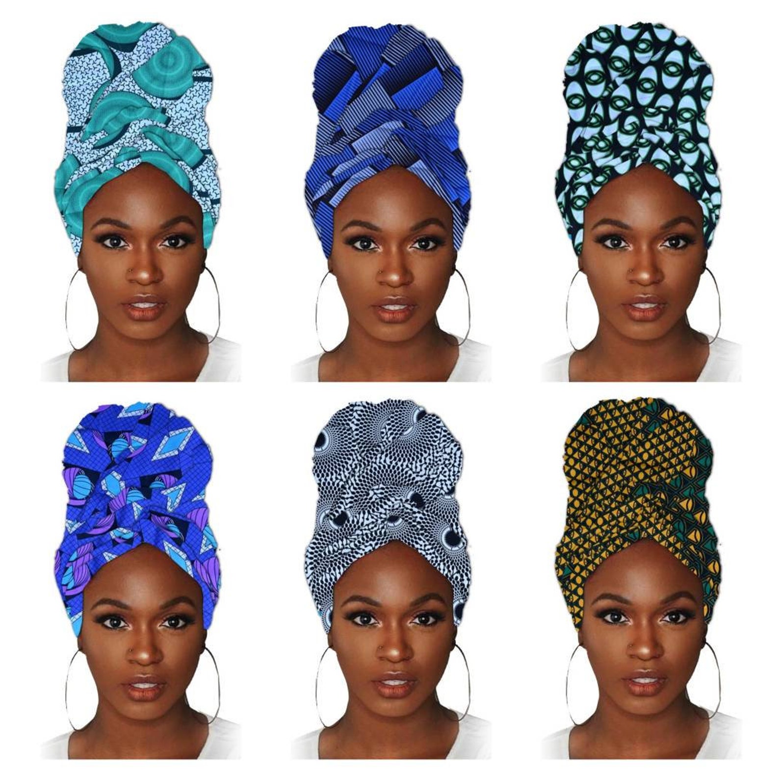 SET OF 2 LARGE African Print Head Wraps Ankara Head Scarves. - Etsy