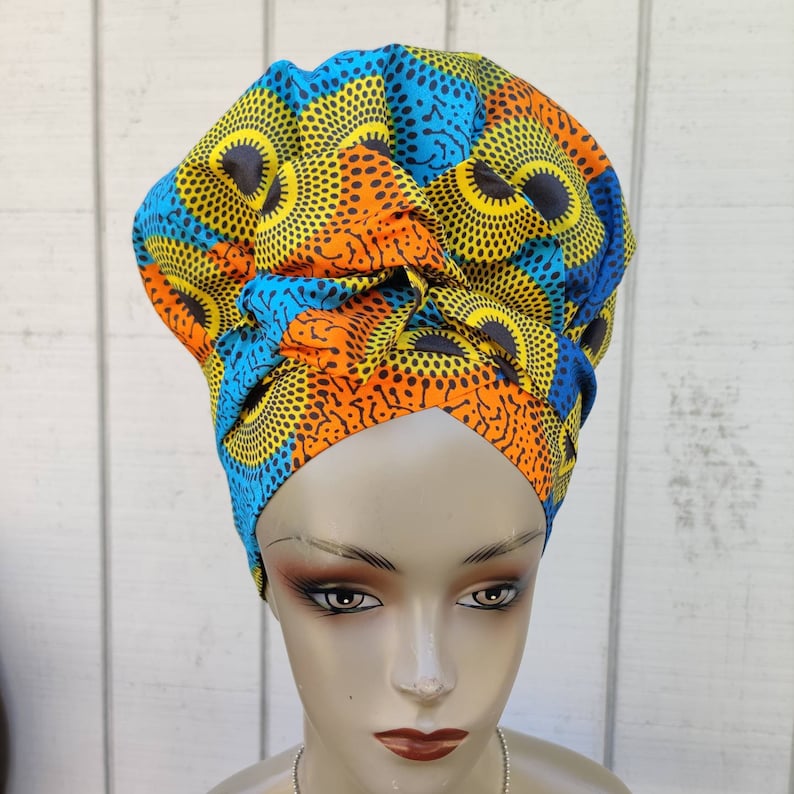 2 WAY SATIN LINED Head Wrap, African Print Head Wear, Scrub Cap, Turban ...