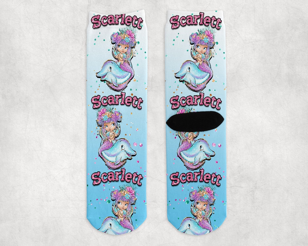 Personalized Kids Socks, Girls Mermaid Socks, Mermaid Birthday Present ...