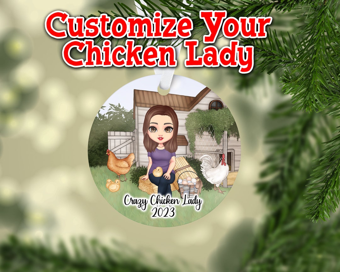 Personalized Chicken Lady Ornament, Crazy Chicken Lady Ornament, Funny ...