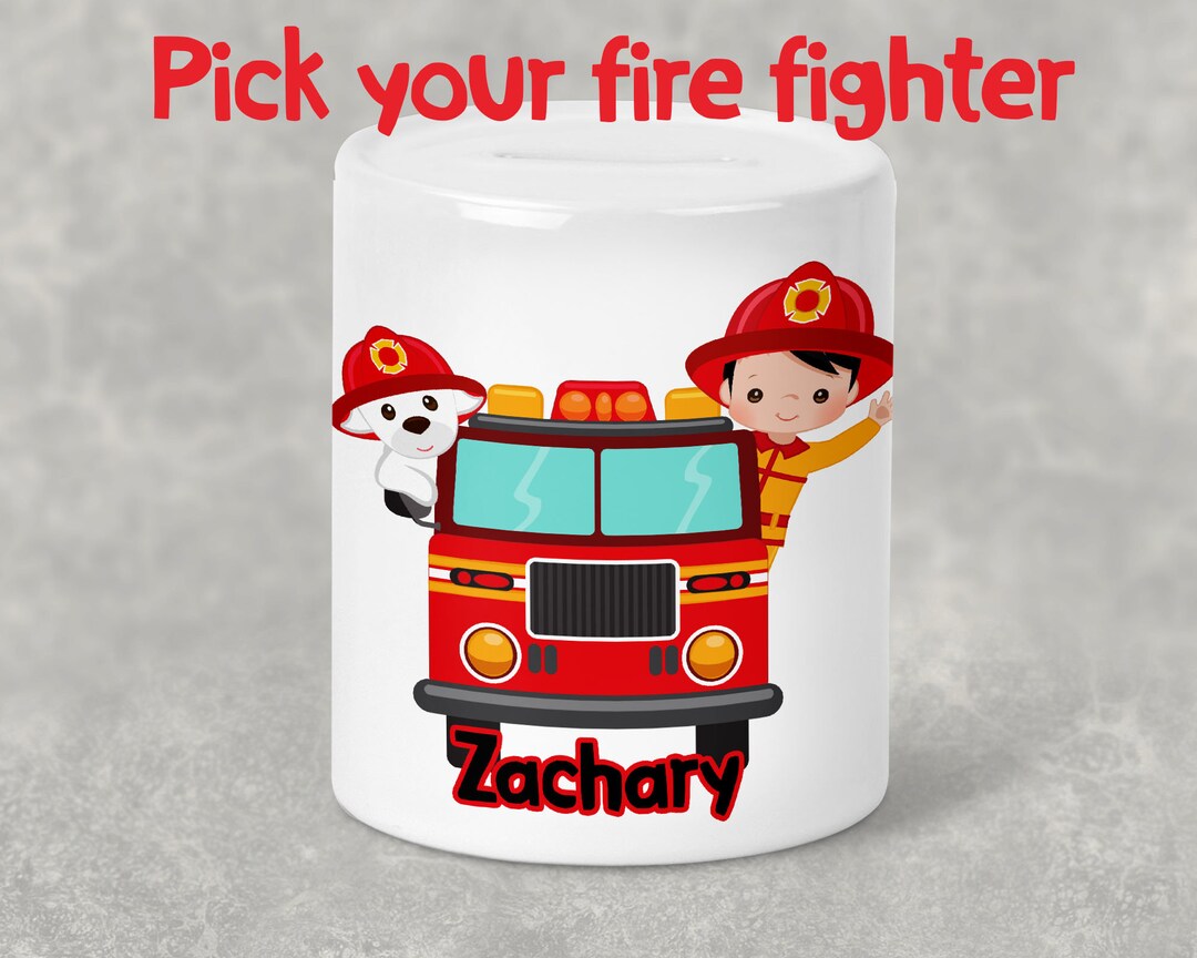 Fire Truck Piggy Bank, Fire Fighter Piggy Bank for Boys, Coin Bank for ...