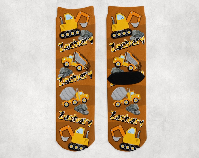 Personalized Kids Socks Boy Truck Socks Construction Truck - Etsy