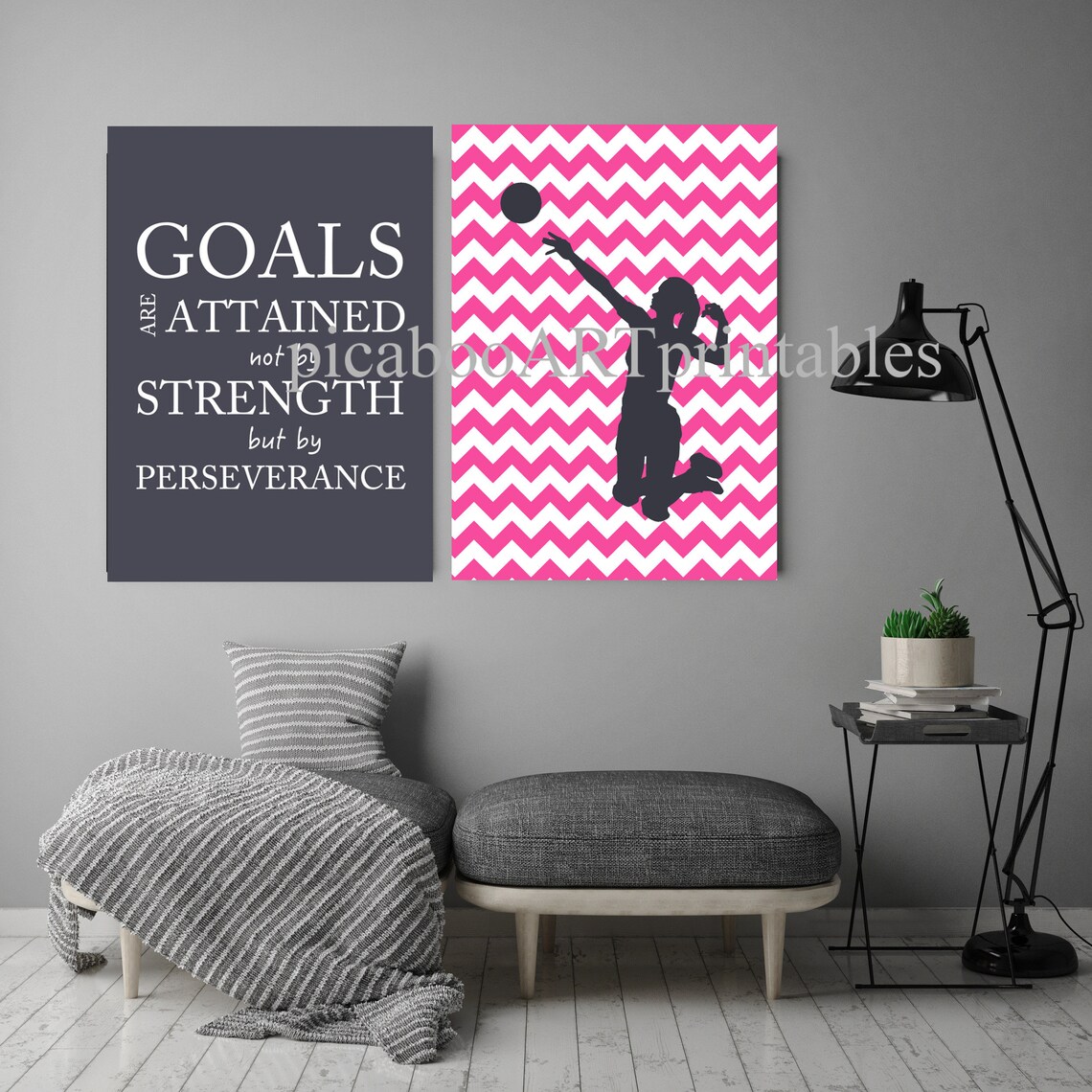 Girls Printable Art, Volleyball Theme Room Decor, Volleyball Art, Set ...